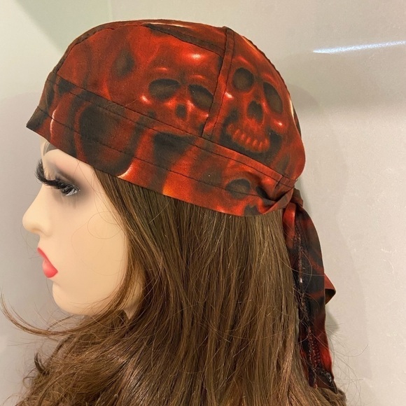 Accessories | Skull Cap Red Skulls Doo Rag Motorcycle Biker Cancer ...